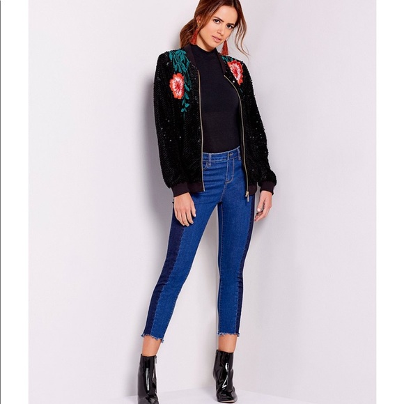 Gianni Bini | Jackets & Coats | Gb Embroidered Sequin Bomber Jacket ...